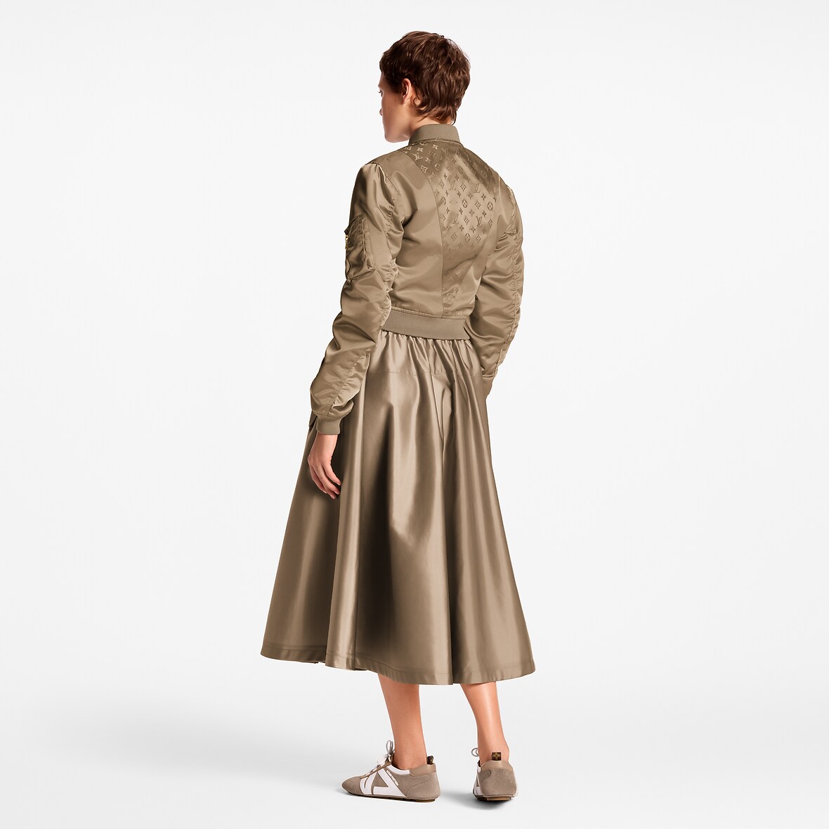 Cropped Ruched-Sleeve Bomber Jacket - Luxury Coats and Jackets - Ready ...