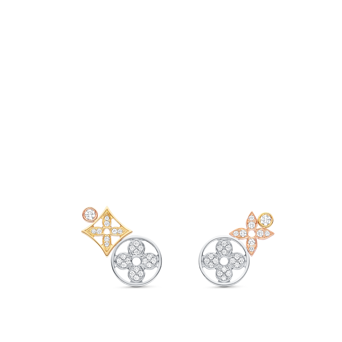 Idylle Blossom Reversible Stud, Pink And Yellow Gold And Diamond - Per ...