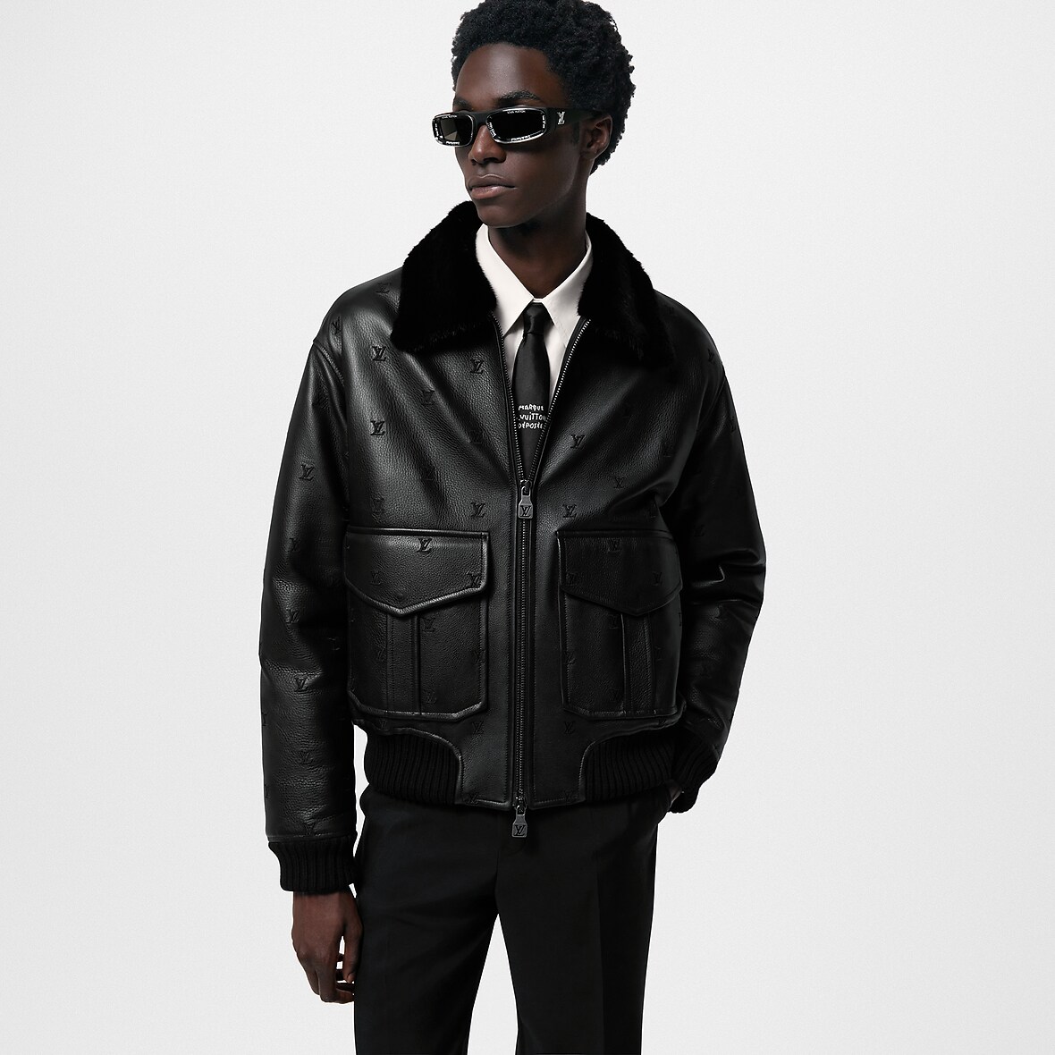 Leather Aviator Mink Collar - Luxury } - High-End Ready-to-Wear | Les ...