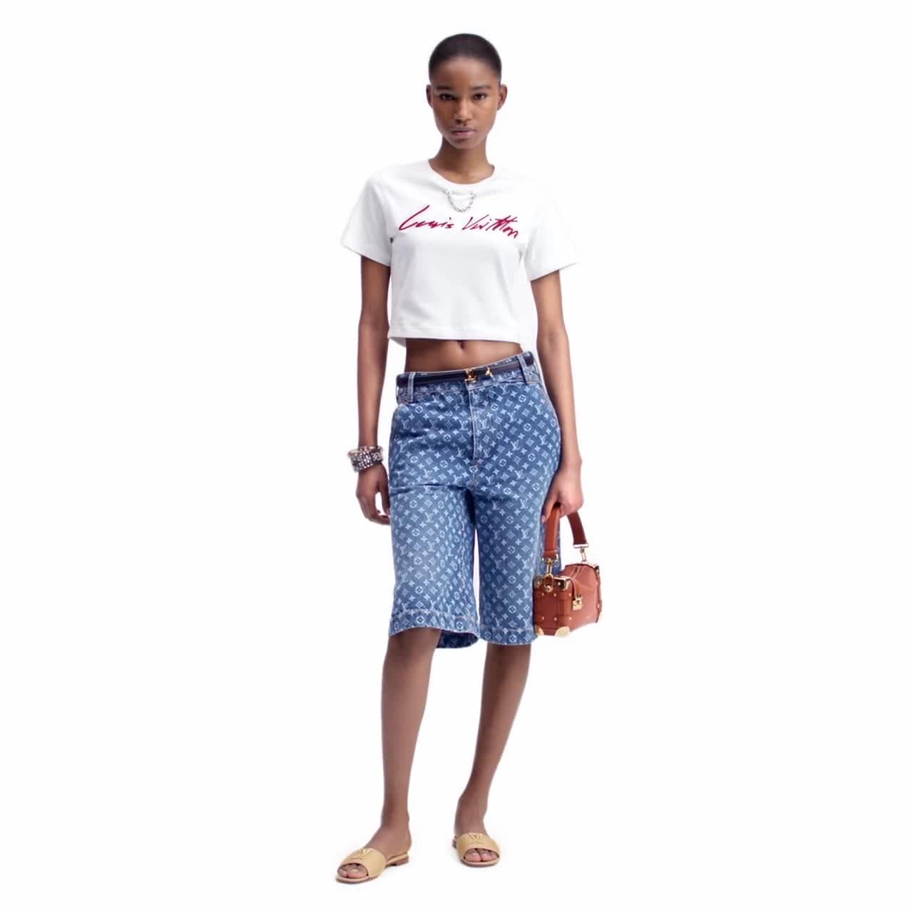 Cursive Signature Crop Top - Luxury Tops - Ready to Wear | Women 1AHJHR ...